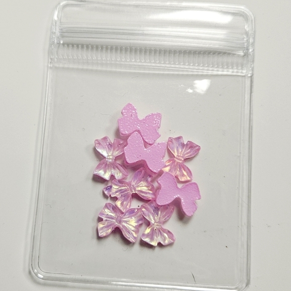 Makeup | Nwt Nail Art Design Small Flat Back Holographic Pink Bows ...